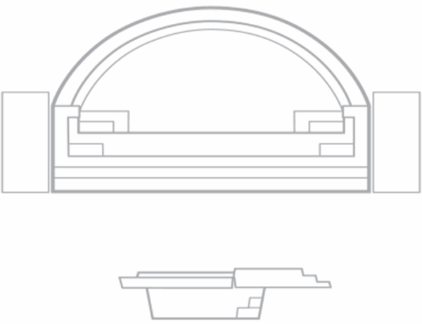 The Glimmer - crescent fiberglass pool with spillover